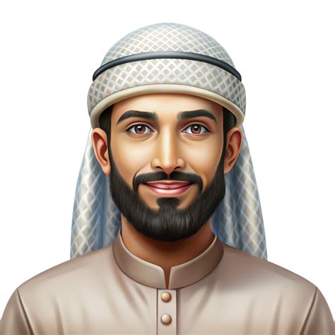 Portrait Of A Man Wearing A Traditional Arab Thobe And Keffiyeh