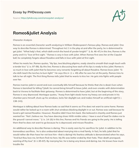 Romeoandjuliet Analysis Example