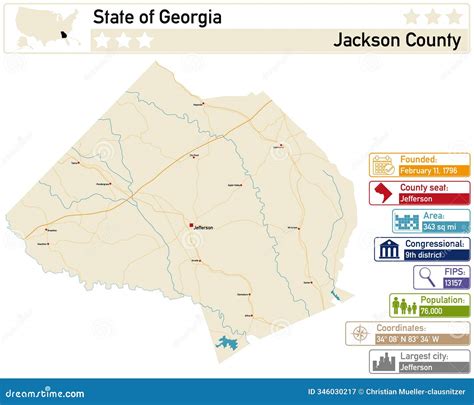 Map Of Jackson County In Oregon State On White Background Single