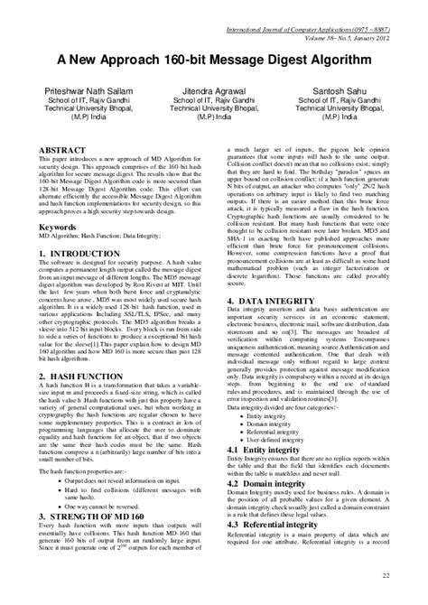 Pdf A New Approach 160 Bit Message Digest Algorithm Dr Jitendra Agrawal