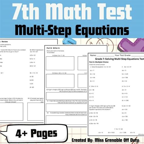 7th Grade Math Test Multi Step Equations State Test Prep By Miss G