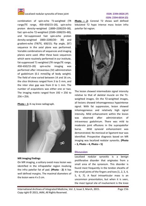 Case Report Localized Nodular Synovitis Of Knee Joint Iaimeditor