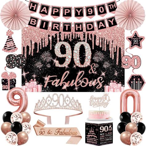 90th Birthday Decorations For Women 32pcs 90th Birthday