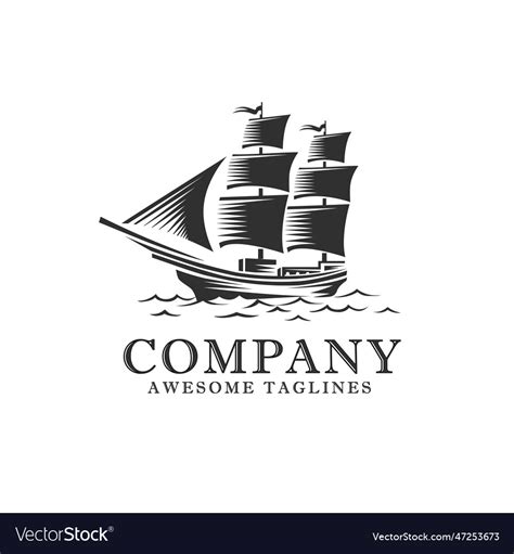 Sailing Boat Ship Logo Royalty Free Vector Image