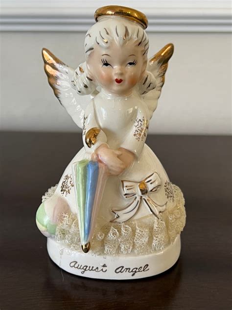 Vintage August Angel With Pastel Umbrella And Beach Ball Etsy