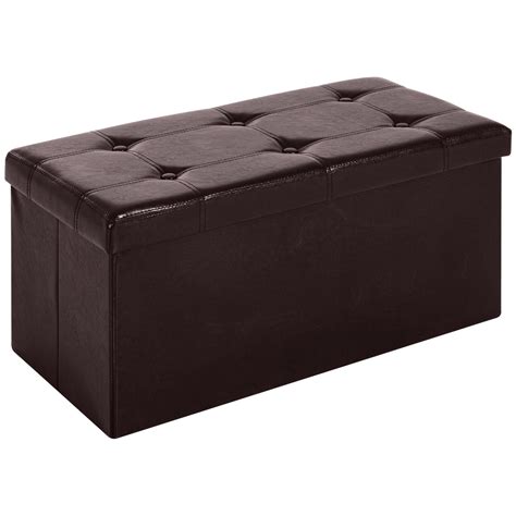 Mcl Folding Faux Leather Storage Cube Ottoman Bench Seat Pu Rectangula