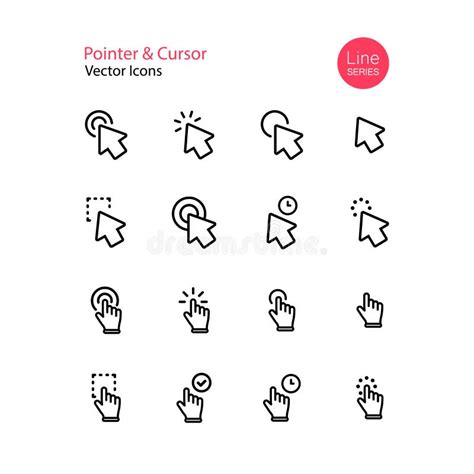 pointer cursor line icon set computer mouse click arrow touch