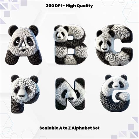 Panda Png Clipart Panda Letters Panda Fur Font Alphabet Png Doodle