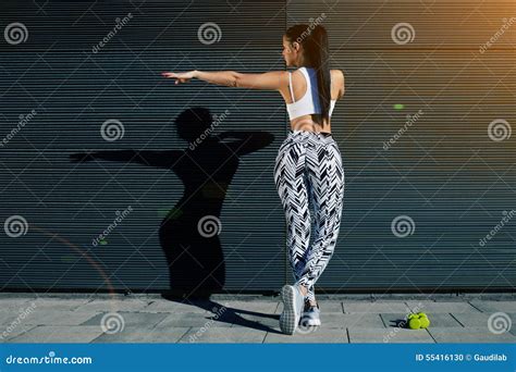 Back View Athletic Woman With Perfect Figure And Buttocks Shape