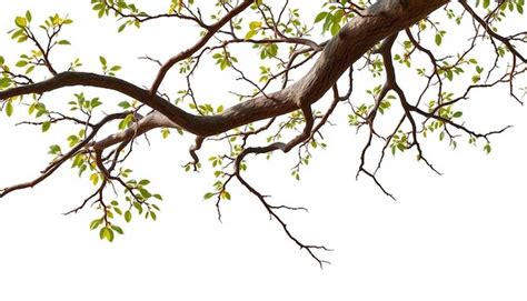 Tree Branch Illustration With White Background Premium Ai Generated Image