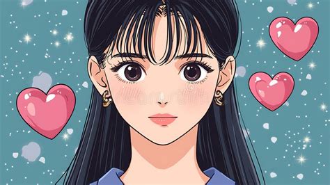 Anime Girl With Hearts Illustration Stock Illustration Illustration