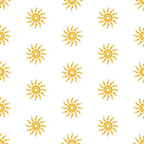 Simple Hand Drawn Sun Seamless Pattern Vector Cute Sun Pattern