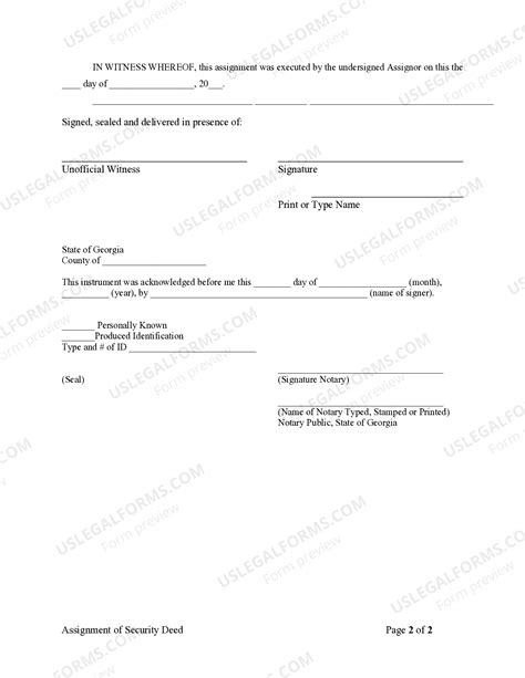 Georgia Assignment Of Security Deed From Individual Mortgage Security