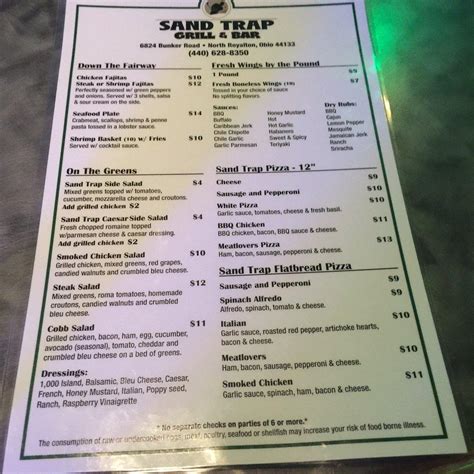 Menu At Sand Trap Grill And Bar North Royalton