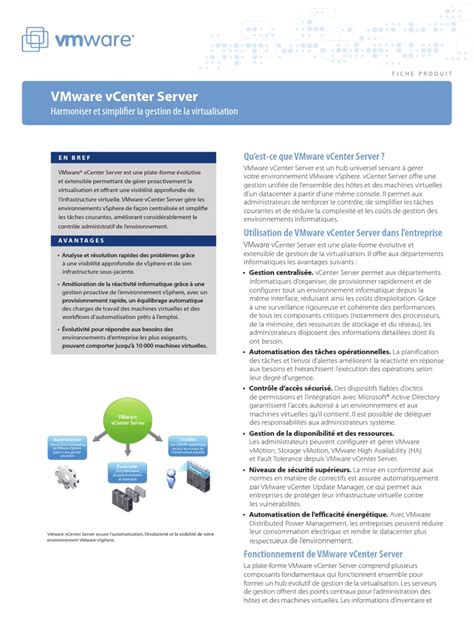 Vmware Vcenter Datasheet Fr Pdf Vmware Virtualisation