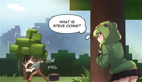Minecraft Anime Steve And Creeper