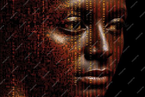 Premium Ai Image A Binary Code With Human Face Shape On Dark Background Generative Ai Aig27
