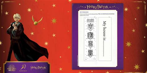 Free Harry Potter Create Your Own Bookmark Worksheet Ages 7 11