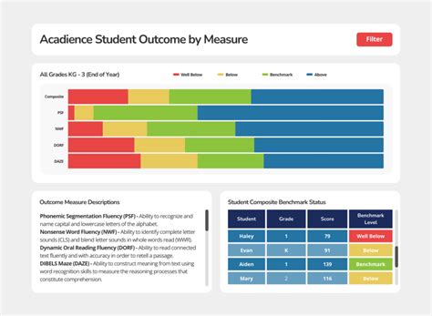 Acadience Dashboard Student Outcomes By Measure Abre Marketplace