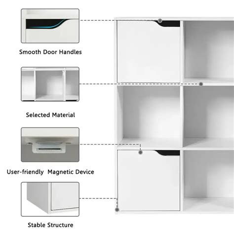 Costway 9 Cube Bookcase Cabinet Wood Bookcase Storage Shelves Room