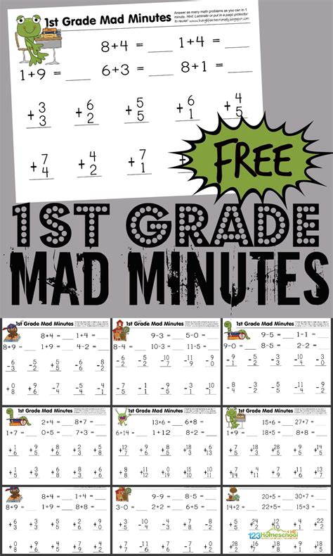 Free 1st Grade Printable Math Worksheets And First Grade Mad Minutes