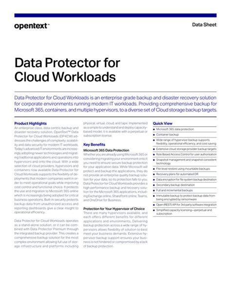 Data Protector For Cloud Workloads Data Sheet