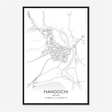 Mangochi Malawi Map Poster Mangochi City Road Wall Art Print Custom Maps And Posters