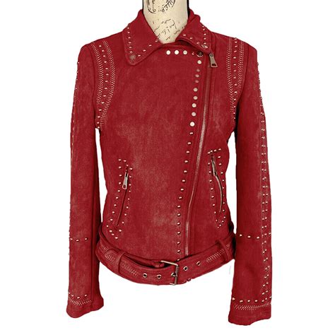 Red Suede Studded Joanna Higson Brassic Sugar Jacket