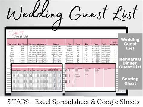 Guest List Excel Template