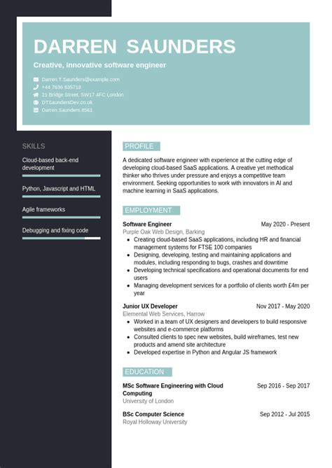 Software Engineer Cv Example Jobseeker