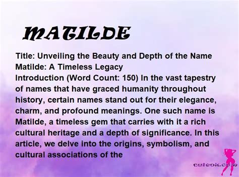 Meaning Of The Name Matilde