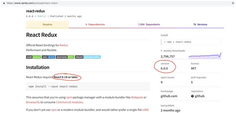 NPM S README Version Indicates That Version Is Compatible With React Or Later Issue