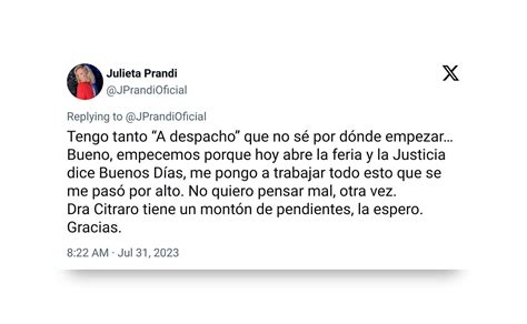 Julieta Prandi Hizo Un Nuevo Pedido En La Batalla Judicial Contra