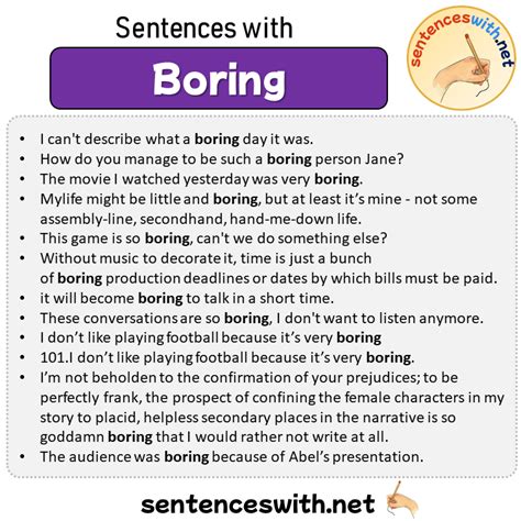 Sentences With Boring Sentences About Boring In English