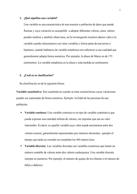 Foro Semana 3 ¿qué Significa Una Variable Una Variable Es Una