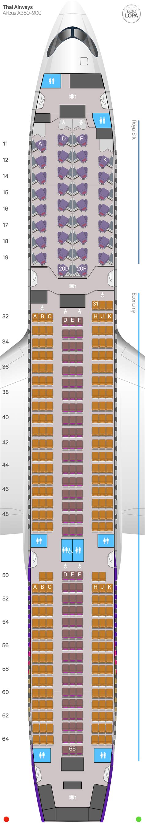 Tg Airbus A350 900 Type 2 Aerolopa Detailed Aircraft Seat Plans