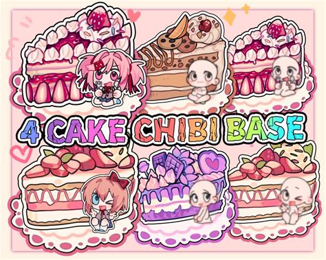 4 Cute Chibi Cake Bases Personal Liscense Etsy