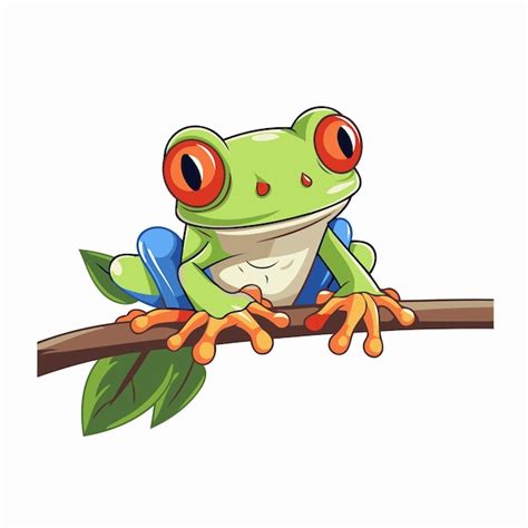 Premium Vector Cartoon Green Tree Frog Sitting On A Branch Vector
