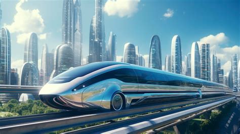 Premium Ai Image Hyperloop Trains Seamlessly Integrating Into A Bustling Cityscape