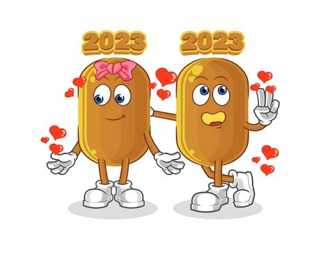 Premium Vector 2023 New Year Dating Cartoon Character Mascot Vector