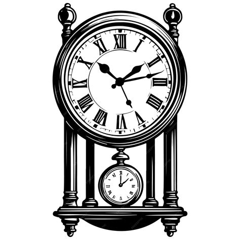 Black Clock Drawing Line Head Line Art Black Realistic Sketches