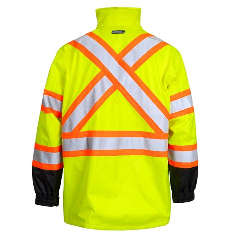 Hi Vis Two Tone Safety Rain Jacket With X Reflective Stripes Jorestech