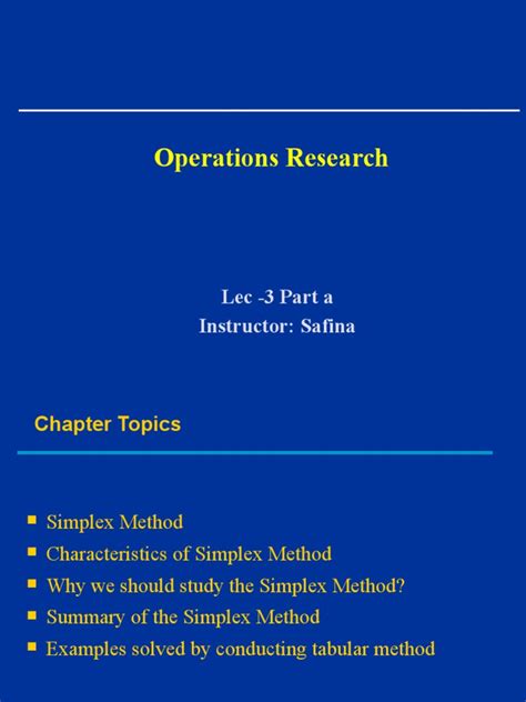 Lec 3 A Simplex Method Llp Pdf Mathematical Optimization Linear