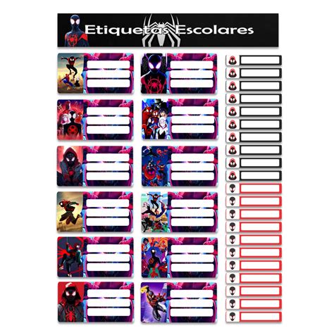 Etiquetas Escolares Personalizadas Spiderman Multiverso