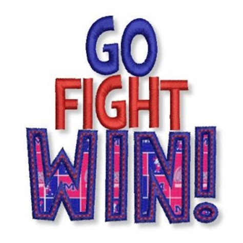 Go Fight Win Applique 4x4 5x7 6x10 Machine Embroidery Design Football