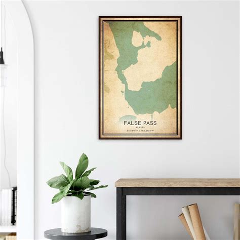 Vintage False Pass Alaska Map Poster False Pass Ak City Road Wall Art