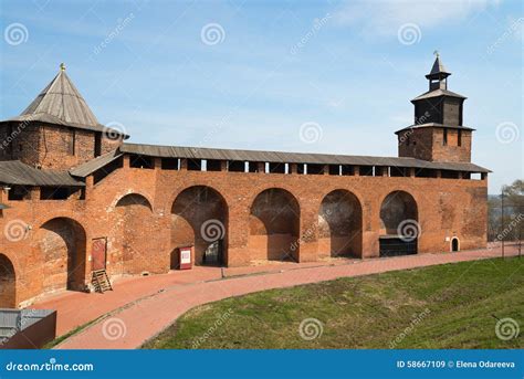 Wall And Tower Of Nizhny Novgorod Kremlin Stock Image Image Of City