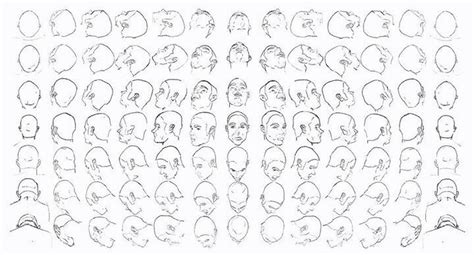 Head Drawing 360 Head Turn Reference 100 Faces Chart Head Reference