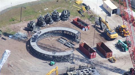 Aerial Look At Harmonious Centerpiece Ring Demolition Backstage At Epcot