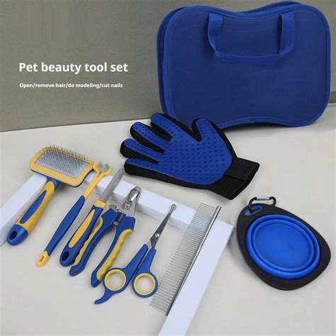 8 In 1 Pet Grooming Kit Daily Care Brush Comb Nail Clipper File Deshedding Tool For Dogs